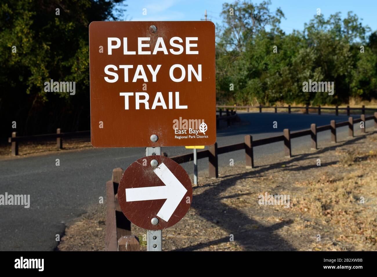 Please stay on trail sign, in an East Bay Regional Park, California ...