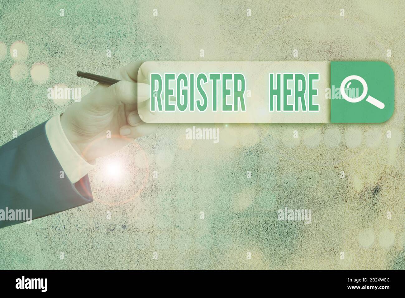 Conceptual hand writing showing Register Here. Concept meaning put your ...