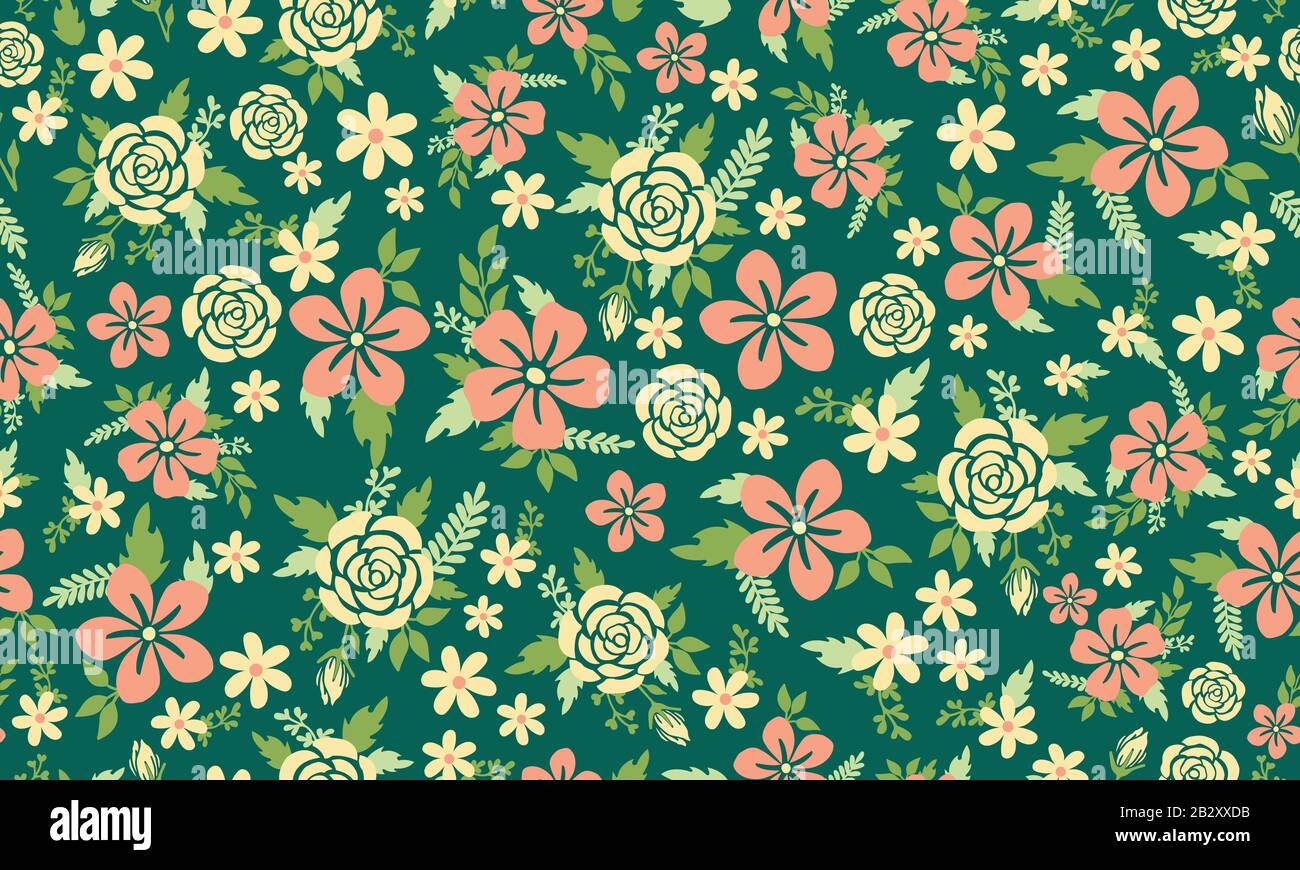 Botanical leaf design pattern background, with elegant flower decor ...