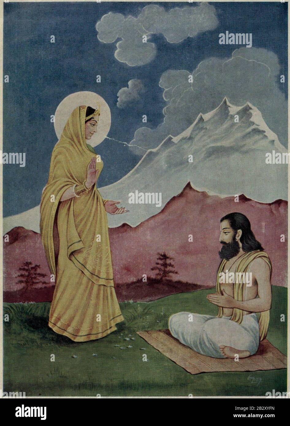 Gayatri goddess appears before Kaushika rishi Stock Photo - Alamy