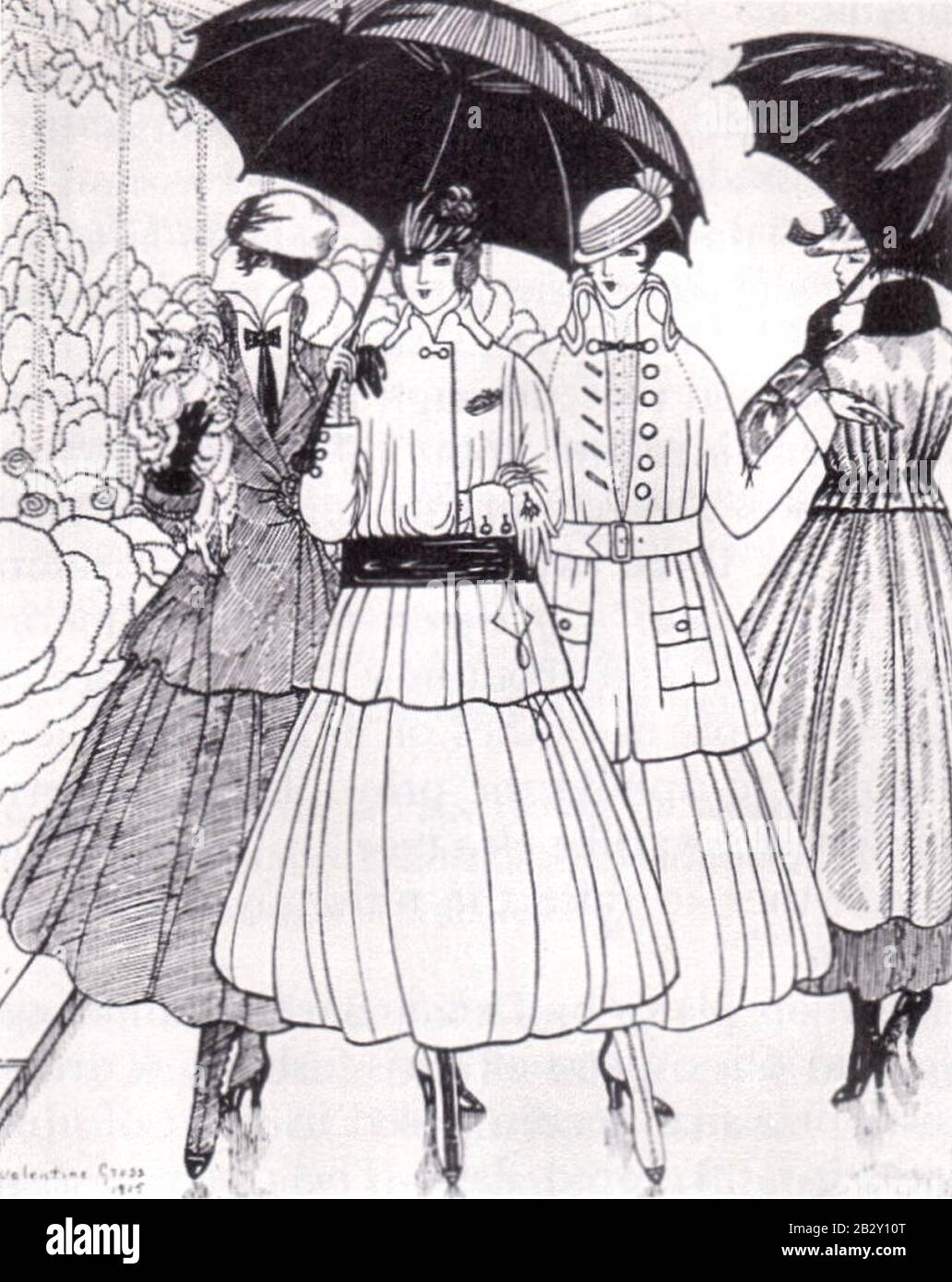 Gazette du Bon Ton fashion plate 1915 rain Stock Photo - Alamy