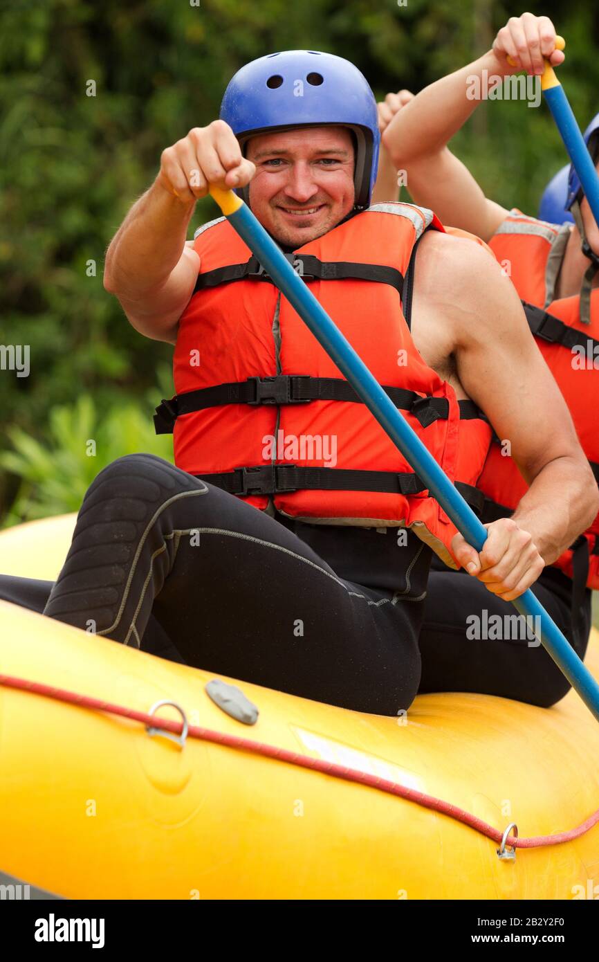 Gathering Of Teen Athletes Training For Whitewater Rafting Stock Photo ...