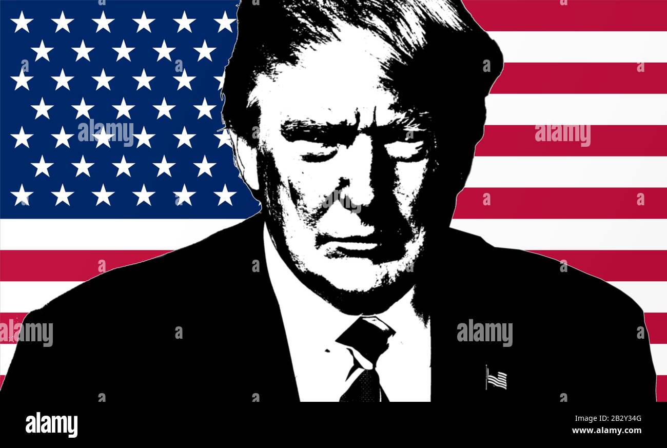 Donald Trump Portrait American Flag Stock Photo - Alamy