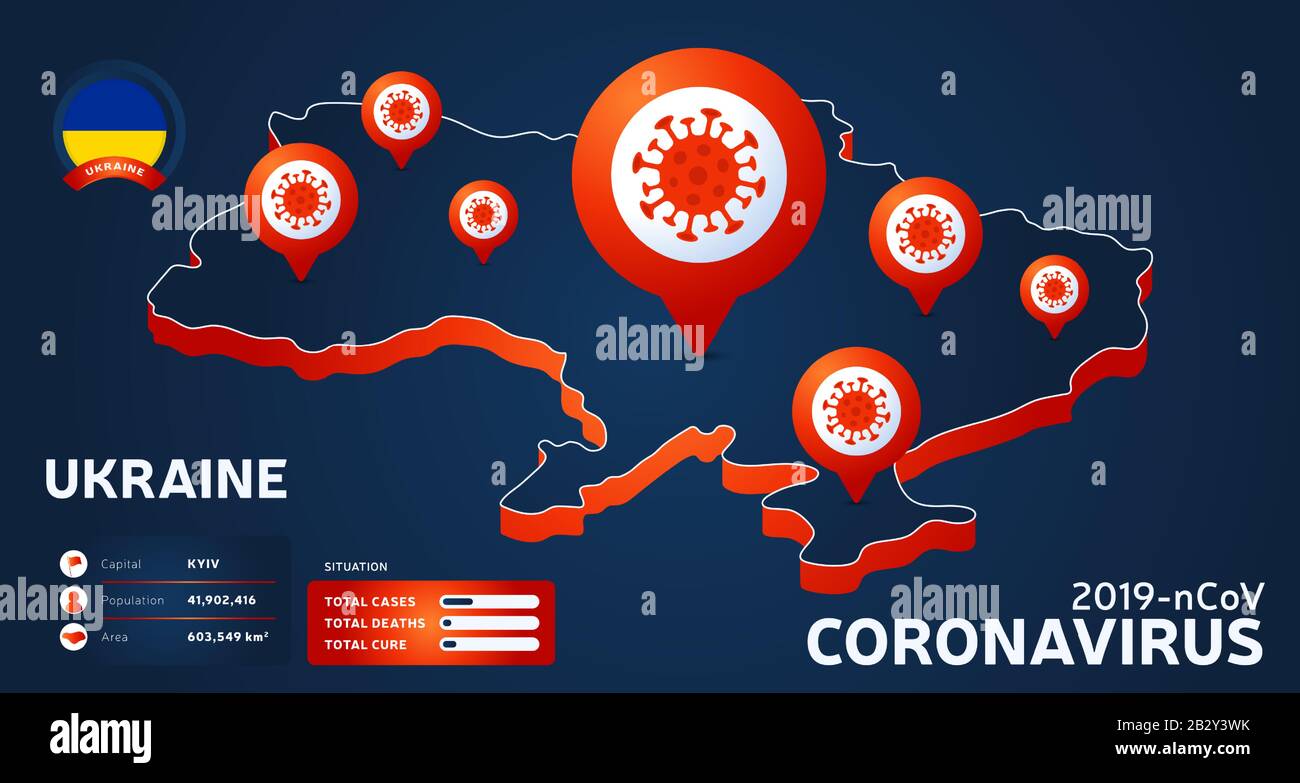 Isometric map of Ukraine with highlighted country vector illustration ...