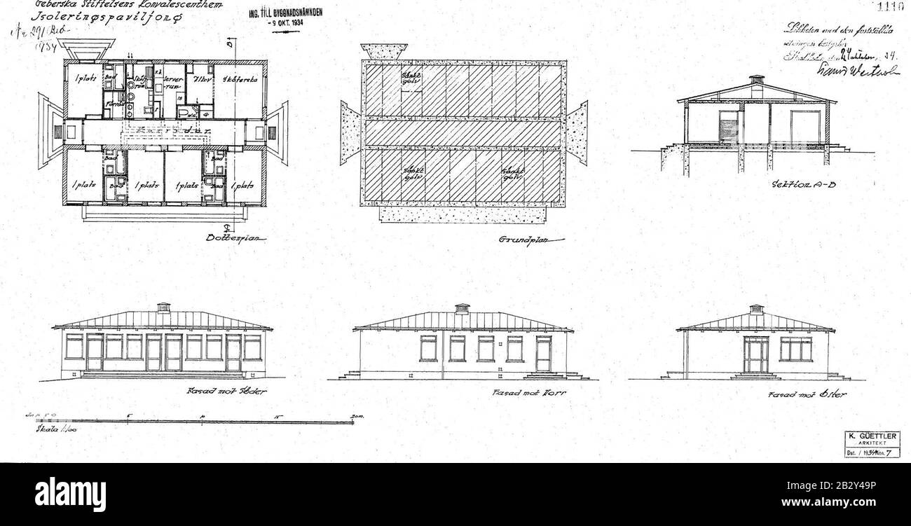 Gebers Konvalescenthem, isoleringspaviljong Stock Photo - Alamy