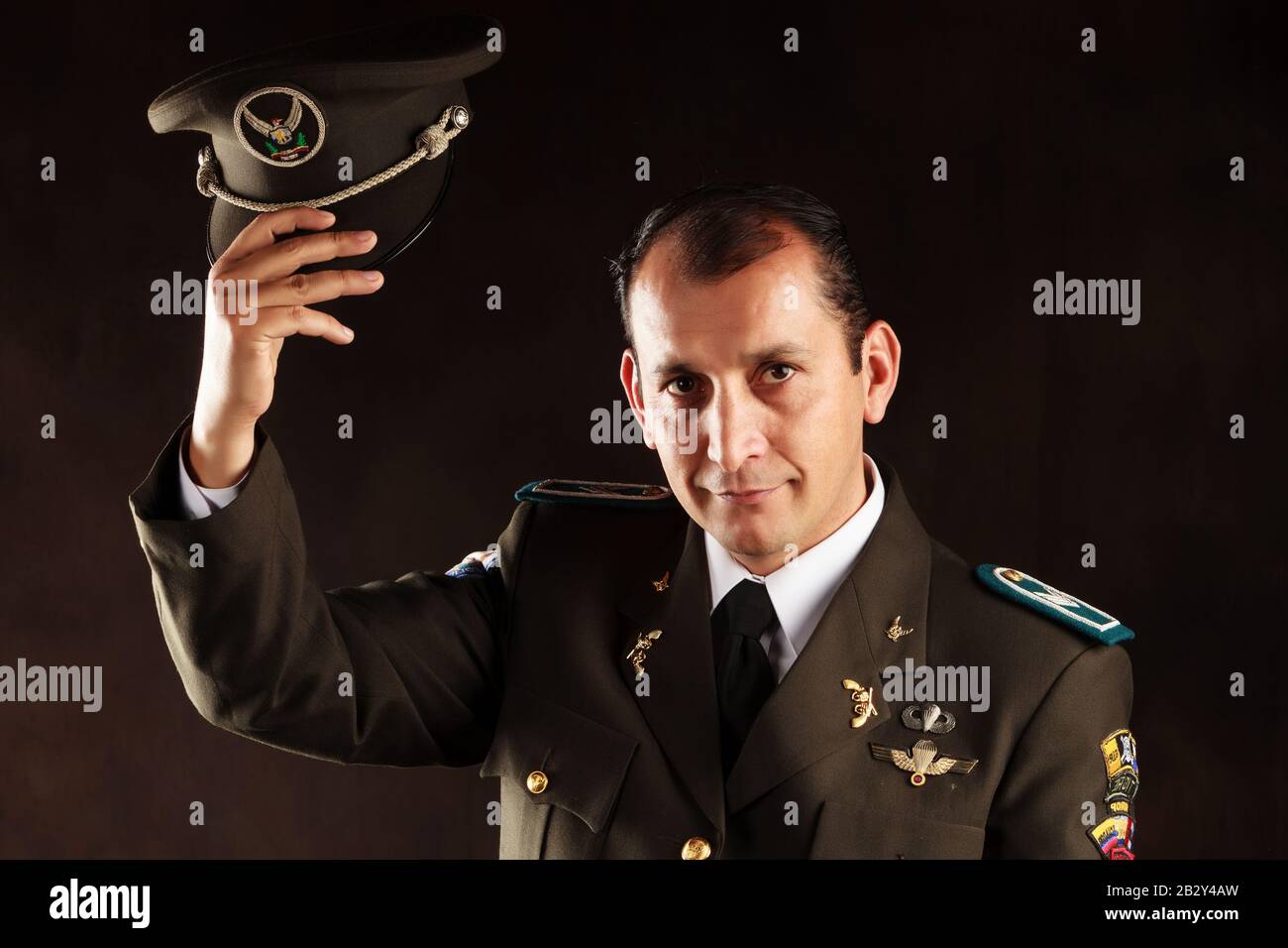 Ecuadorian Police Important Dressed Up In Formal Uniform Saluting ...