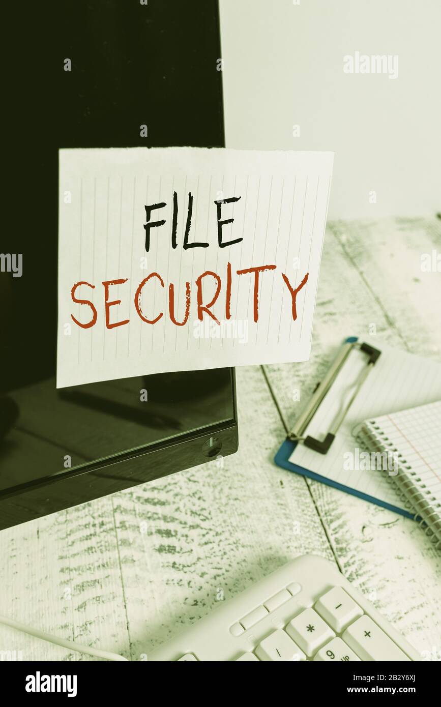 Writing Note Showing File Security Business Concept For Protecting Digital Data Such As Those