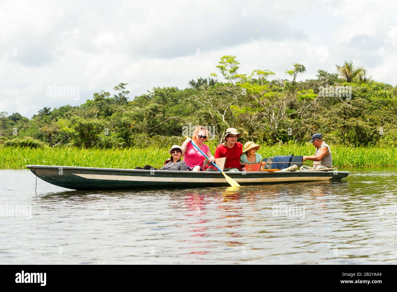 Tourists Fishing Legendary Piranha Fish In Ecuadorian Amazonian First ...