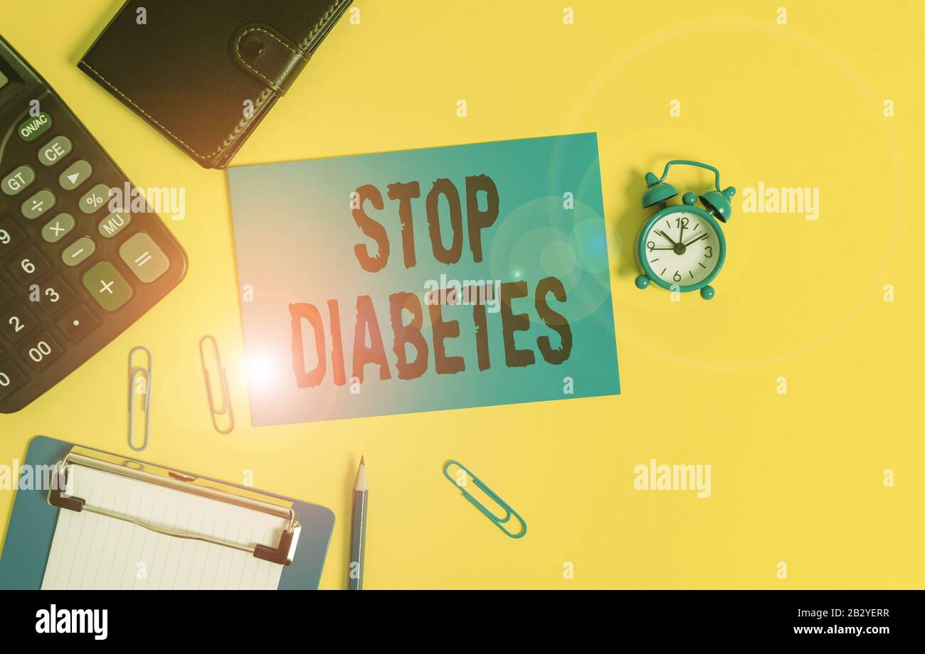 Text sign showing Stop Diabetes. Business photo showcasing prevent the ...