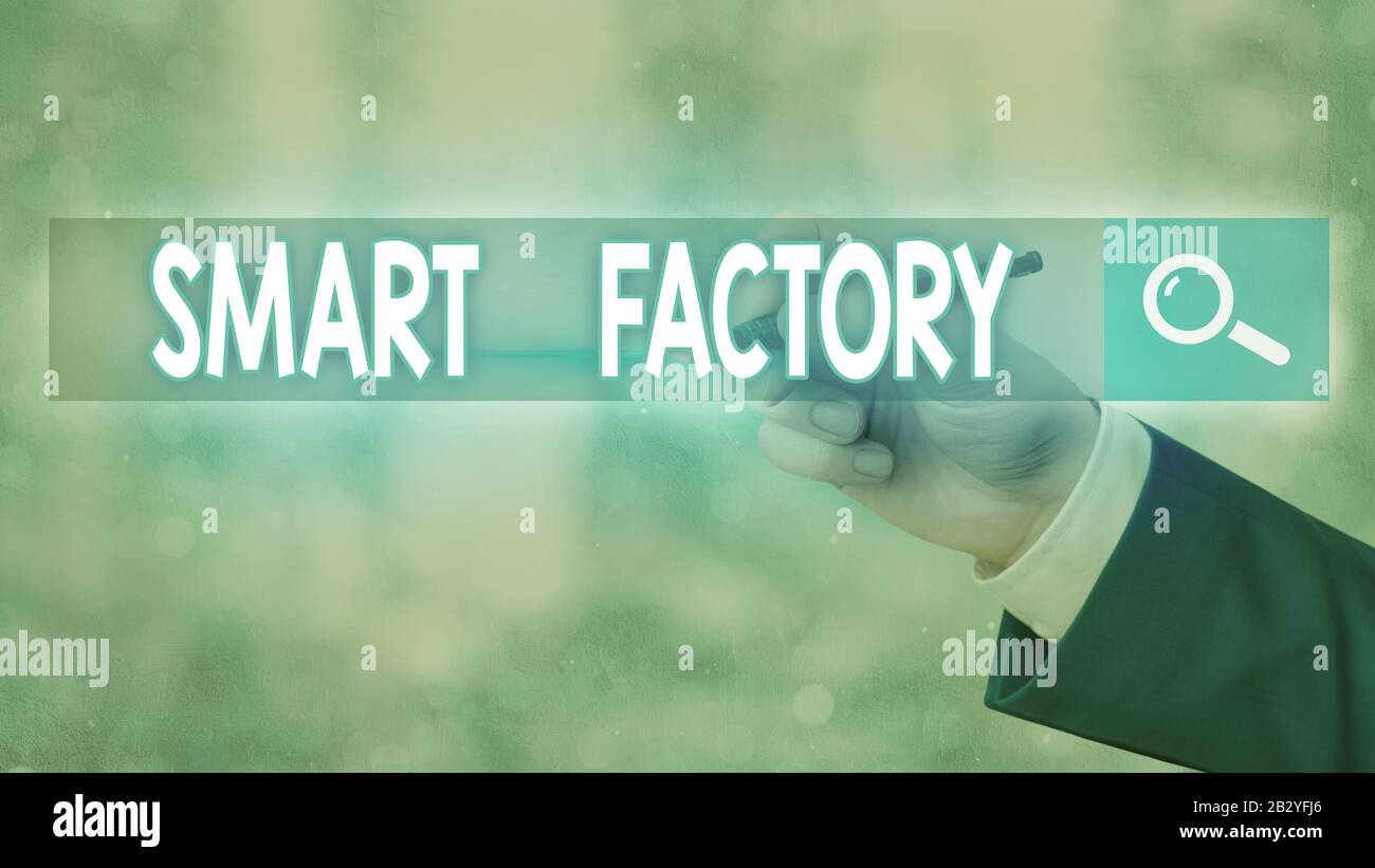 Conceptual hand writing showing Smart Factory. Concept meaning A highly ...