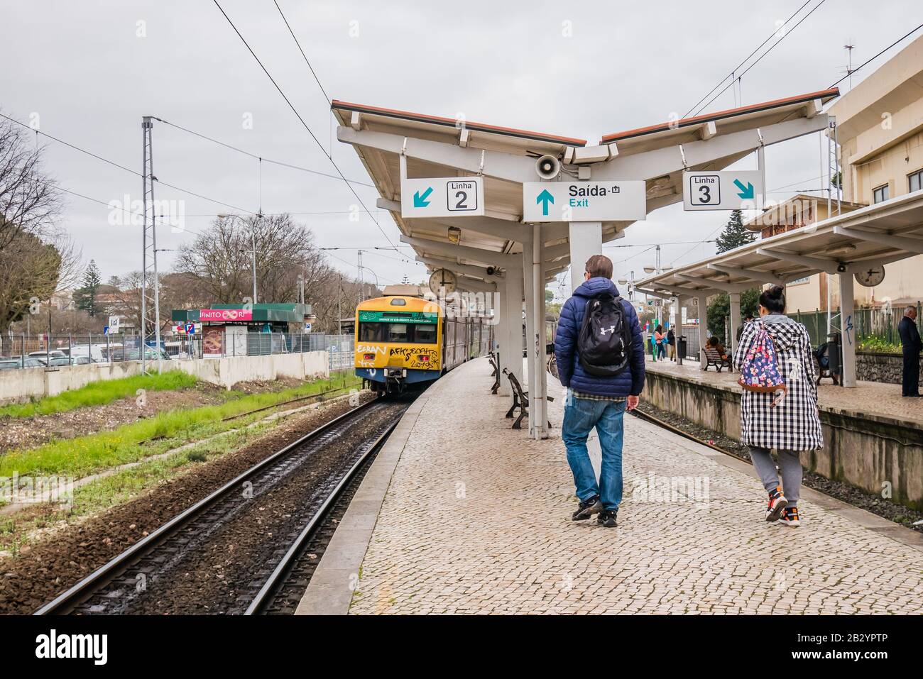 an outdoor train station in lisbon portugal Stock Photo - Alamy