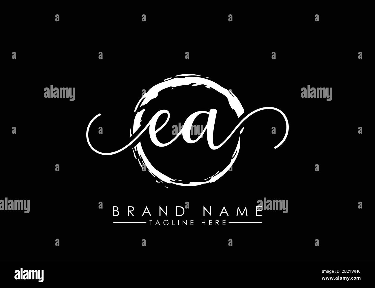 E and A Initial handwriting logo design with brush circle. handwritten ...