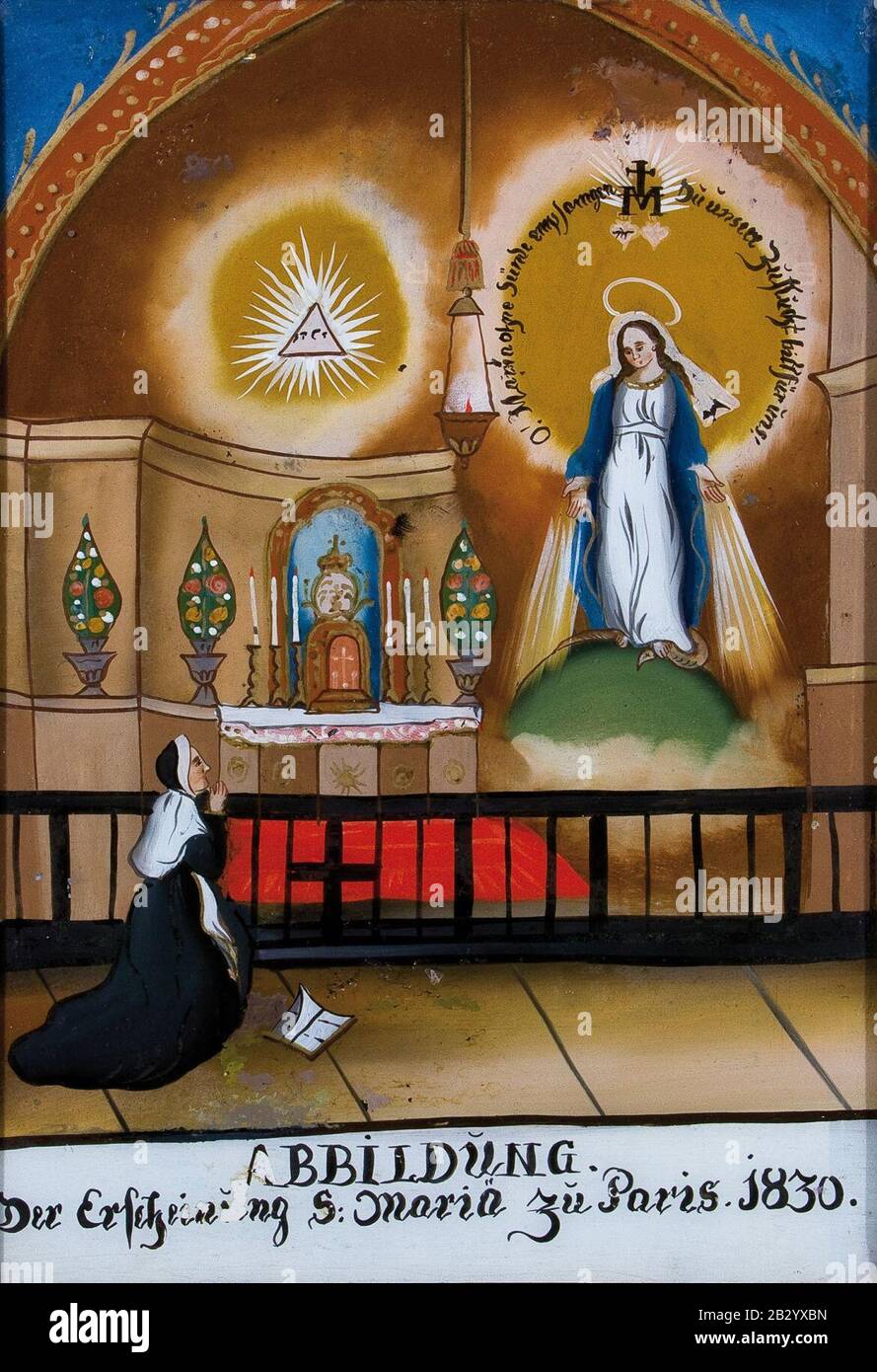 Gege Erscheinung der Hl Maria zu Paris 1830 Hinterglasbild 19Jh Stock ...