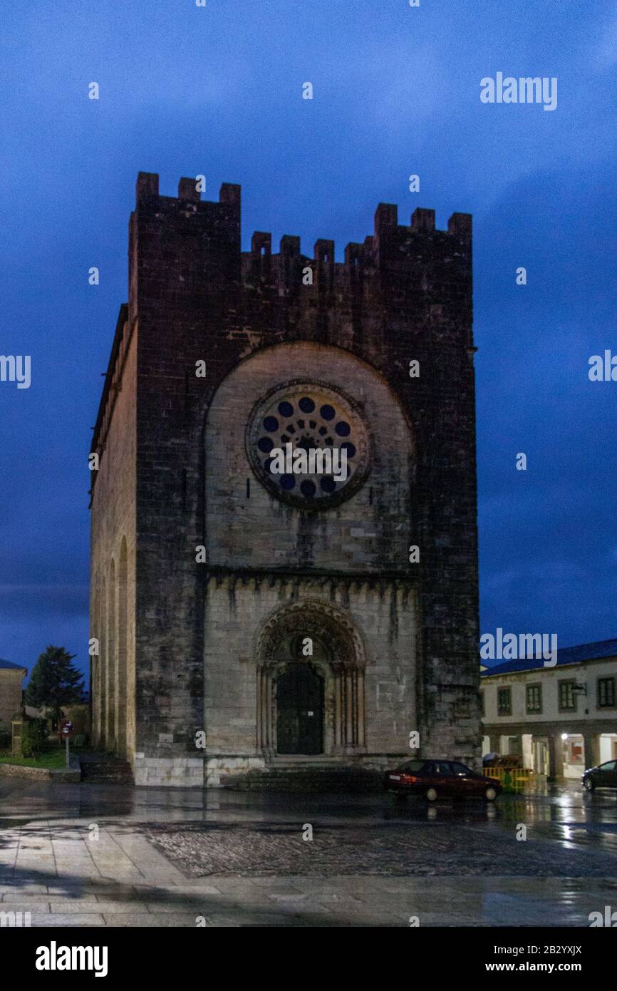 the Romanesque fortress church in Portomarin Spain, historic ...