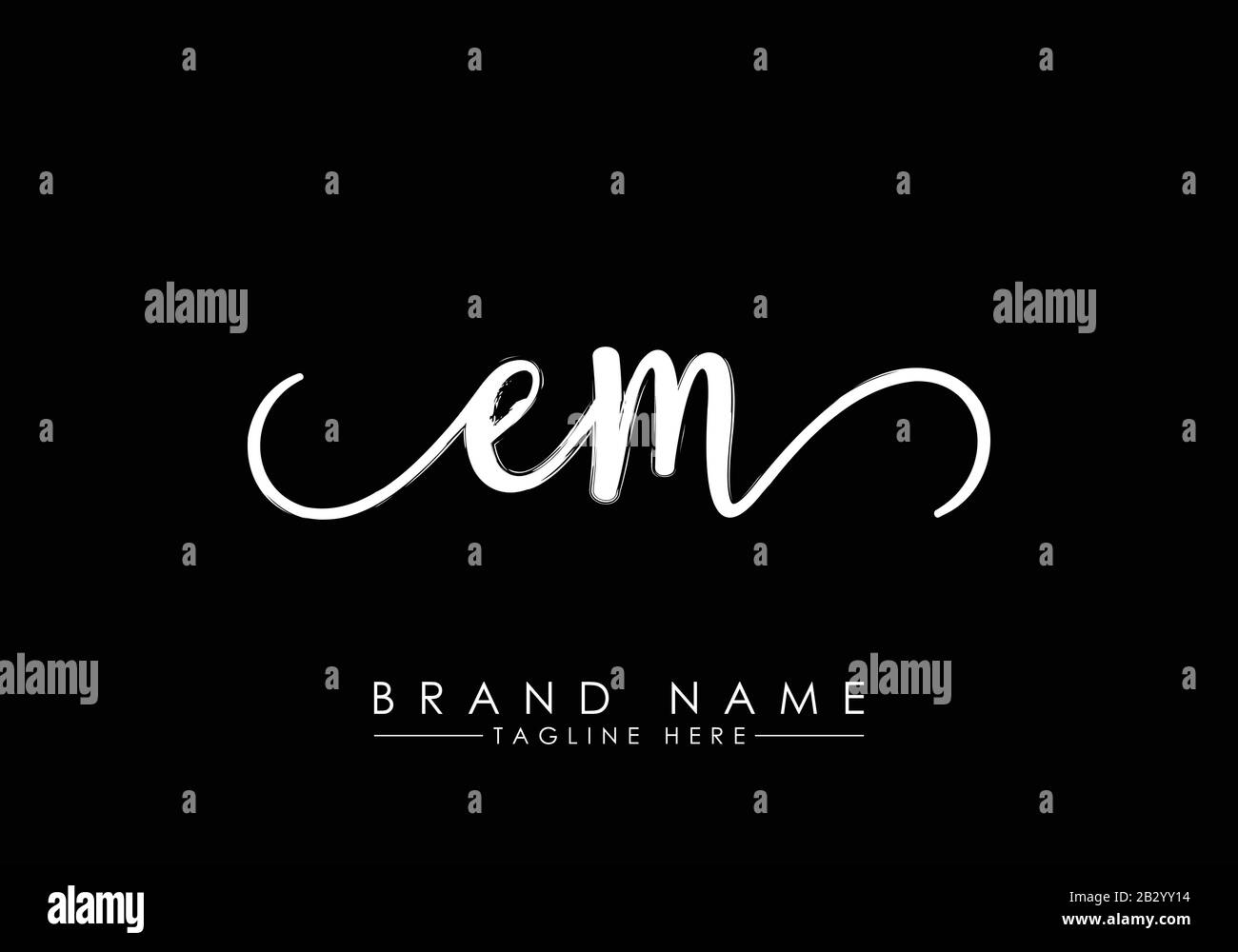 E M Initial handwriting logo vector, Handwriting logo design with Brush ...