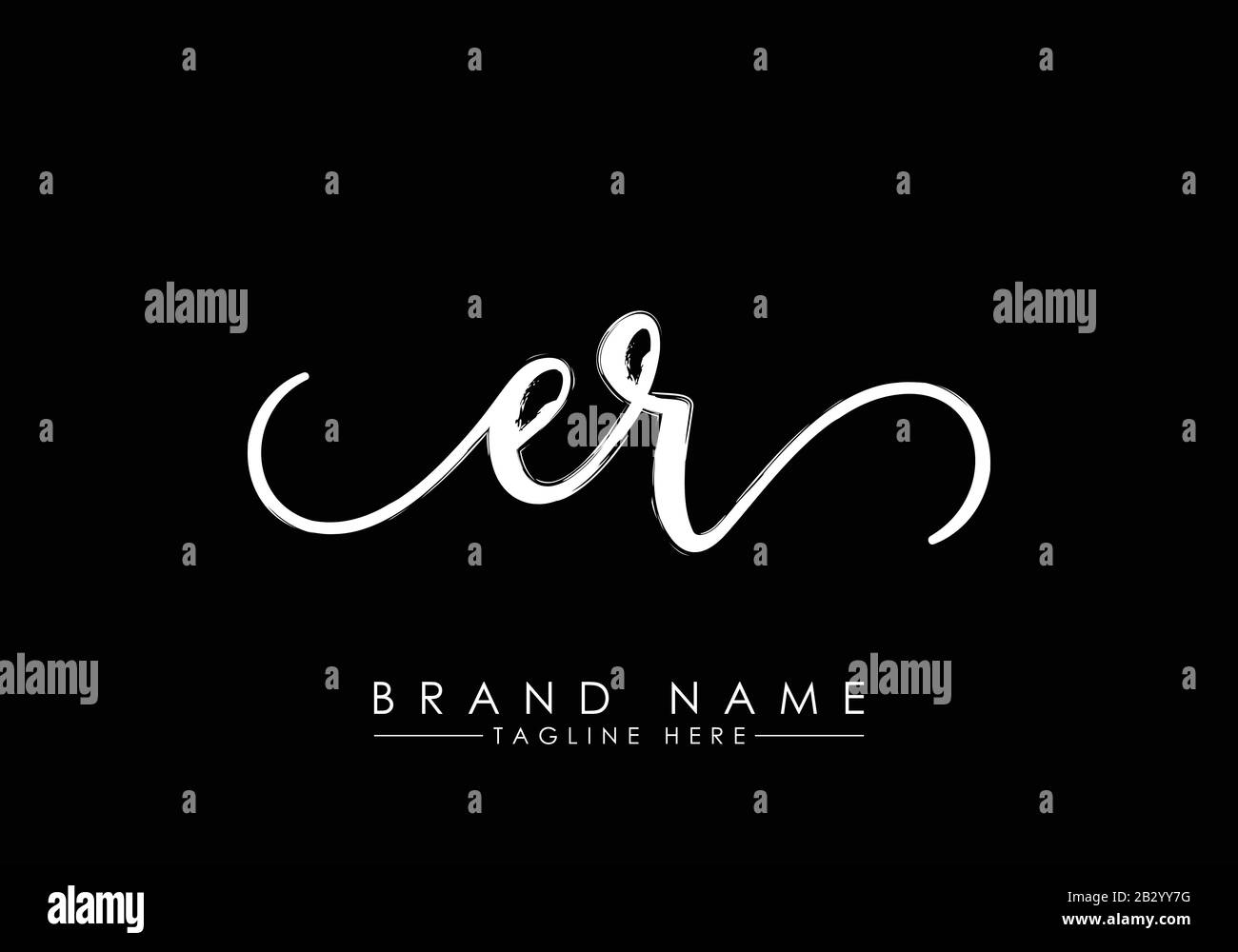 E R Initial handwriting logo vector, Handwriting logo design with Brush ...
