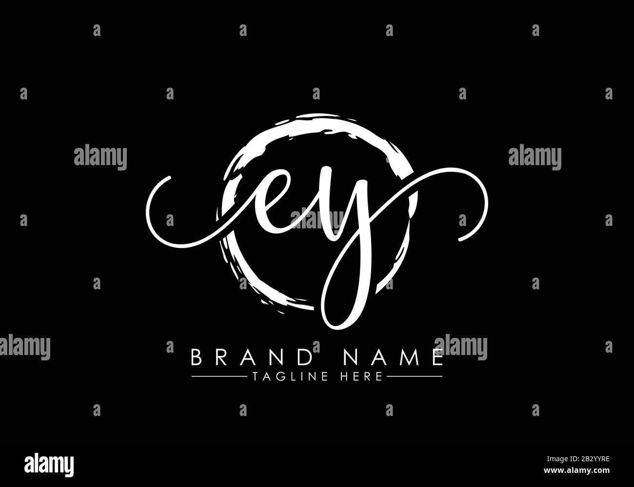 E and Y Initial handwriting logo design with brush circle. handwritten ...