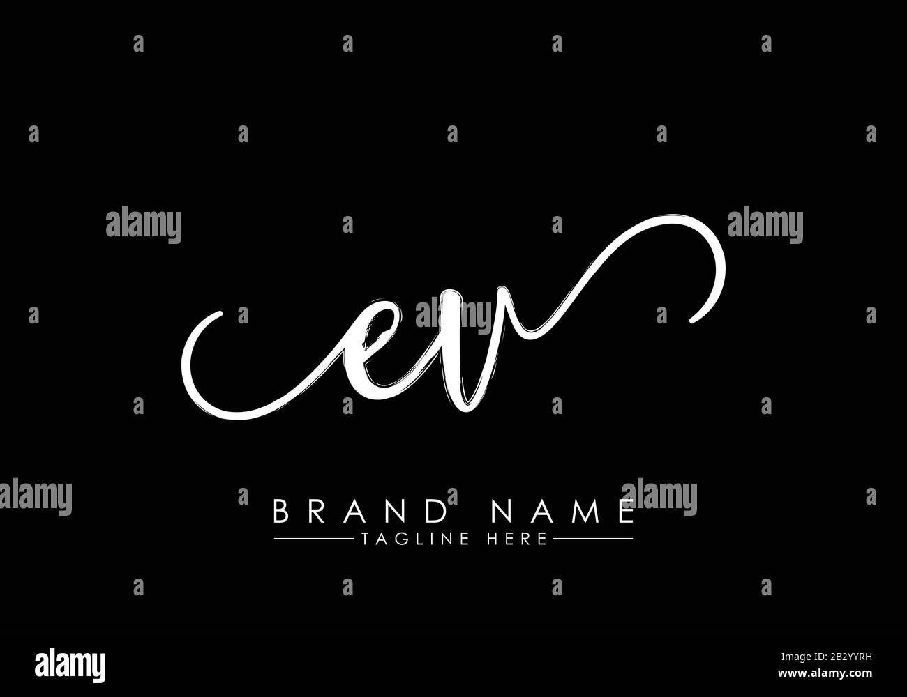 E V Initial handwriting logo vector, Handwriting logo design with Brush ...