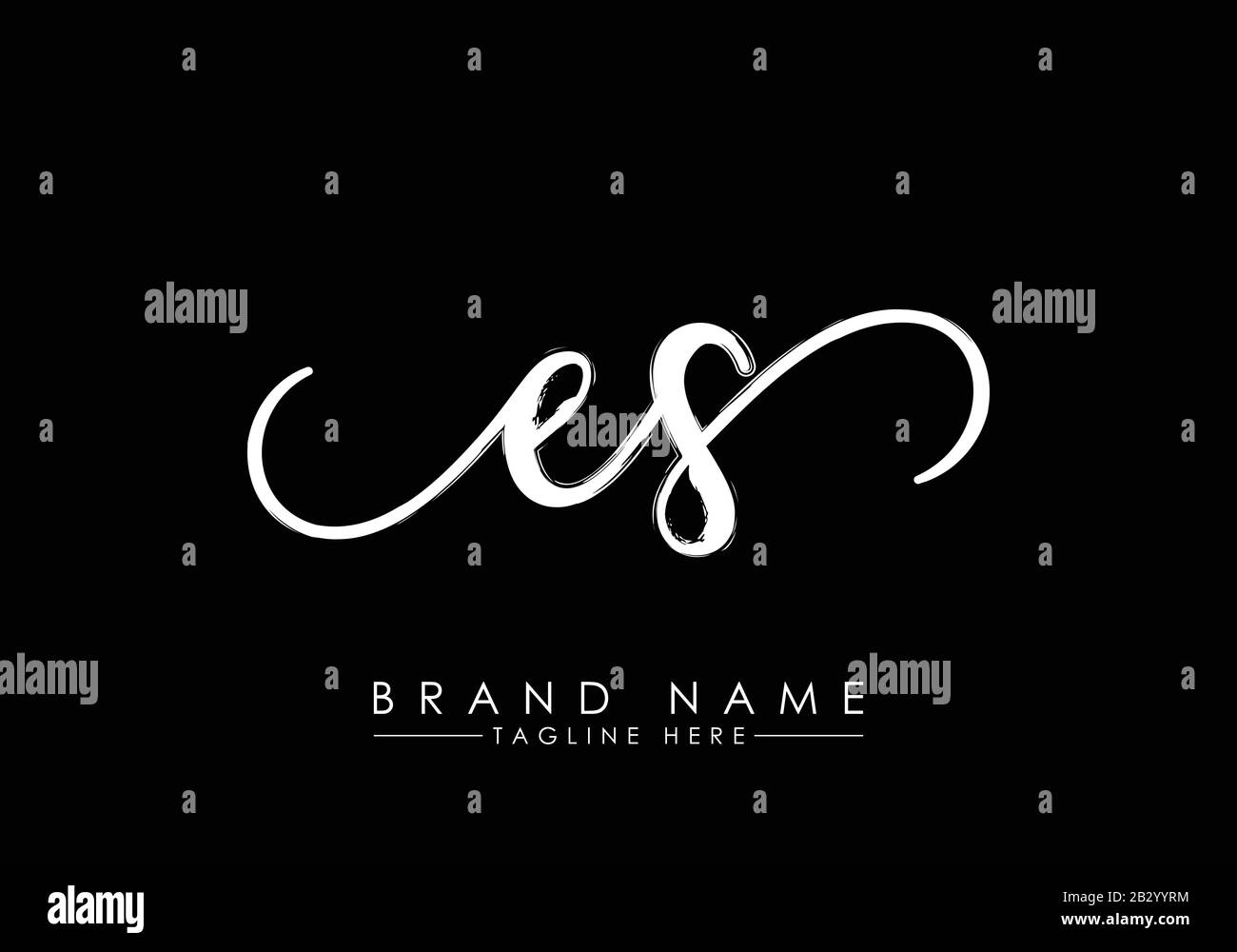 E S Initial handwriting logo vector, Handwriting logo design with Brush ...