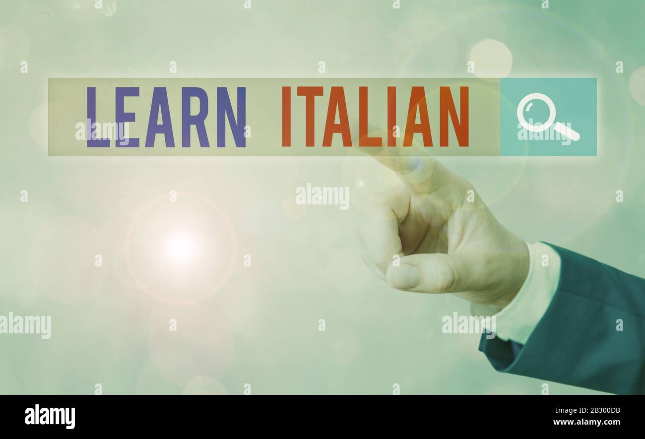 Text sign showing Learn Italian. Business photo showcasing gain or ...