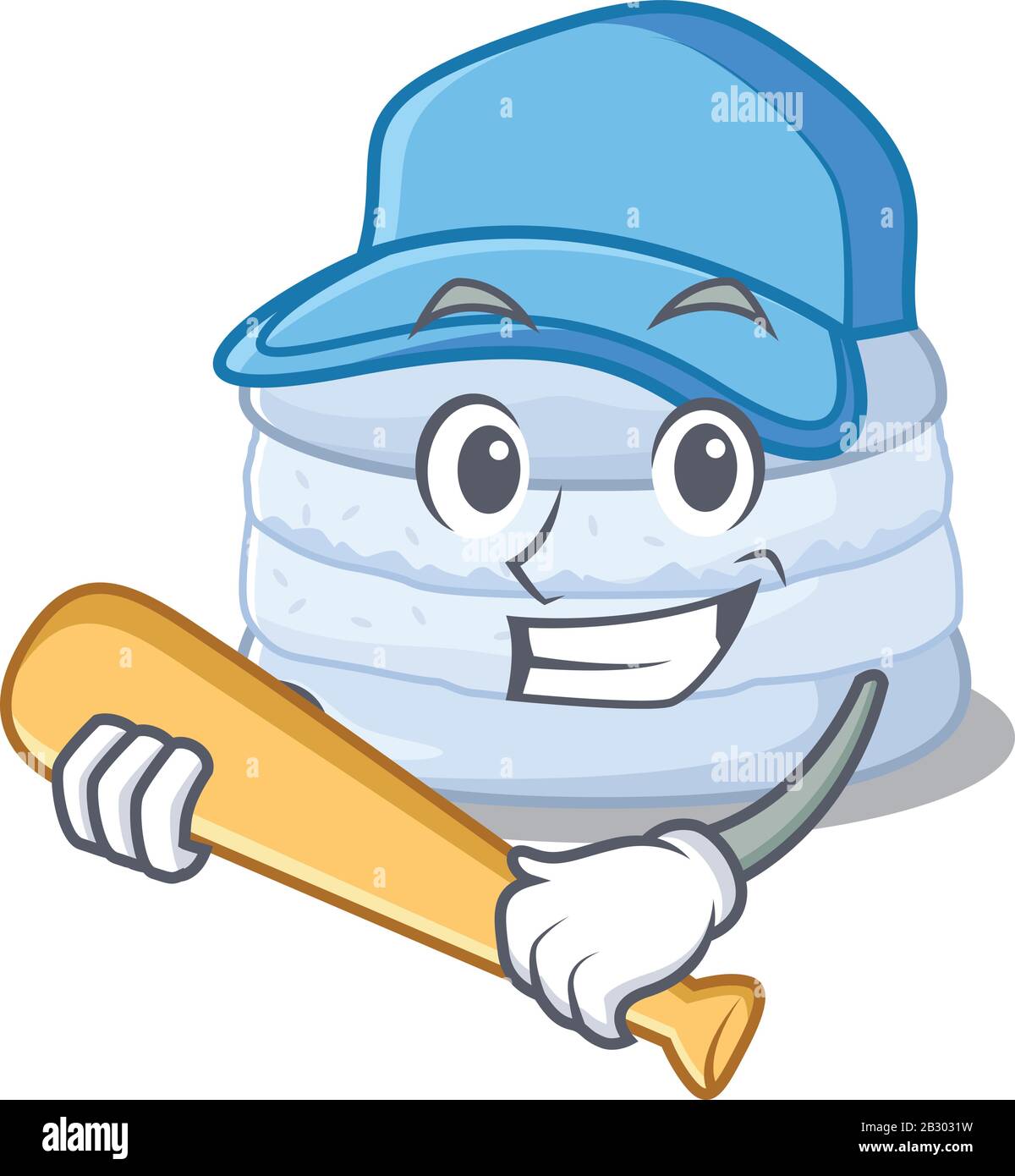 Smiley Funny blueberry macaron a mascot design with baseball Stock ...