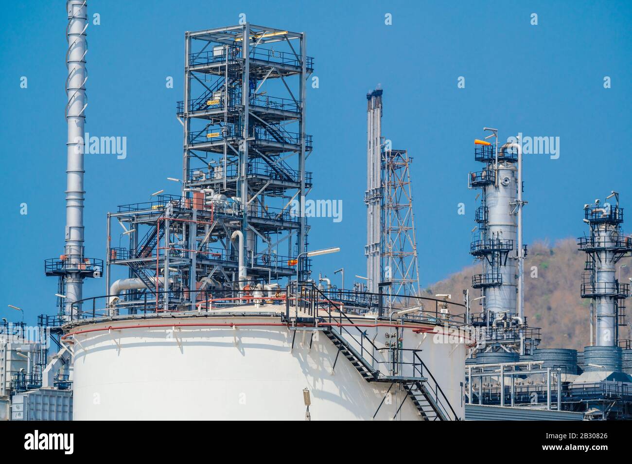 Industrial zone,The equipment of oil refining,Close-up of industrial ...