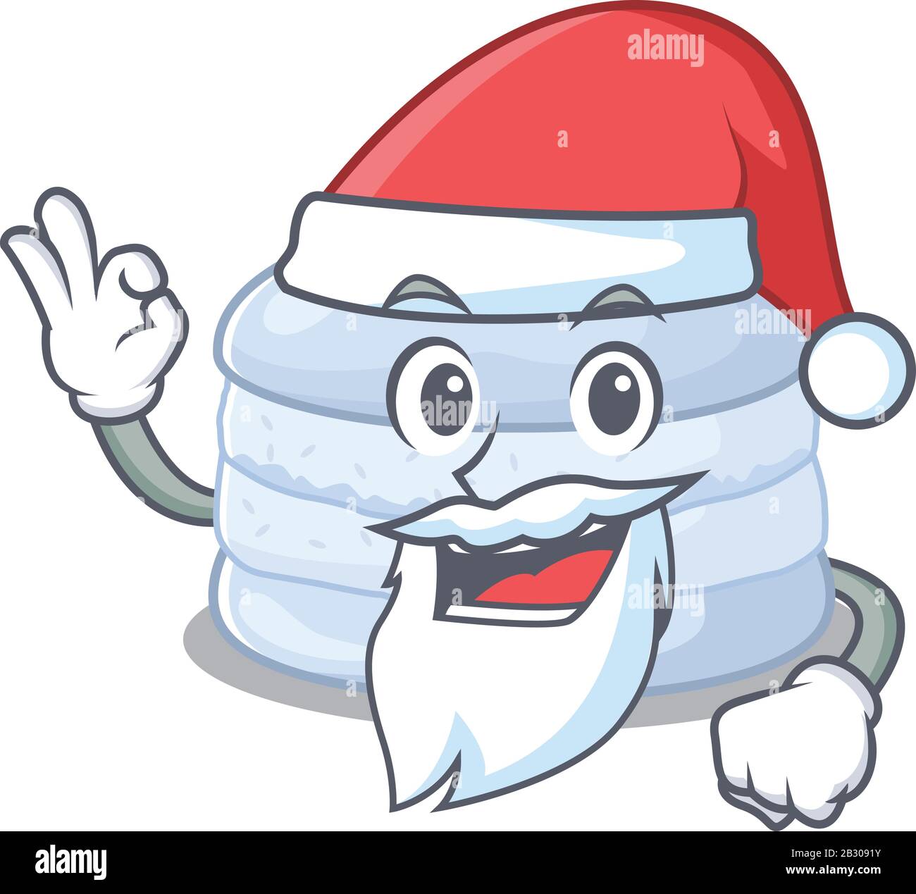 Blueberry macaron in Santa cartoon character style with ok finger Stock ...