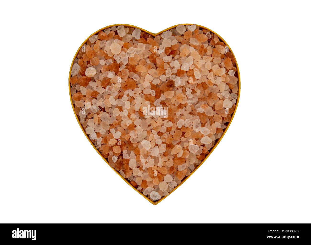 Pink Himalayan Salt in a heart shape isolated on white background. Easy ...