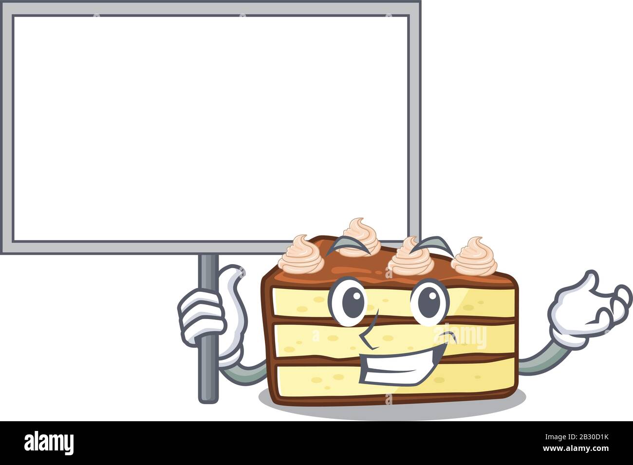 A cute picture of chocolate slice cake mascot design with a board Stock ...