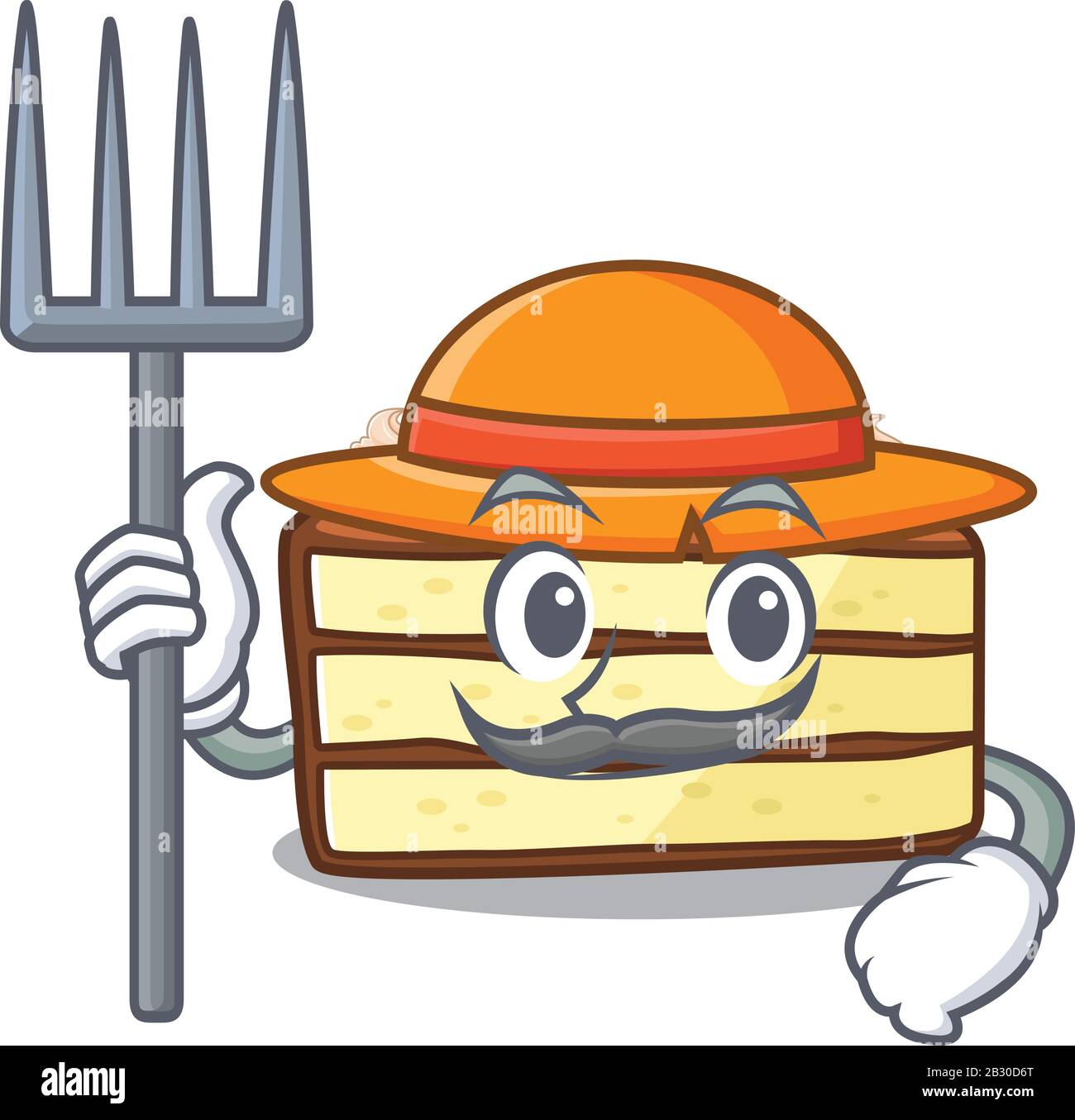 Happy Farmer chocolate slice cake cartoon picture with hat and tools ...