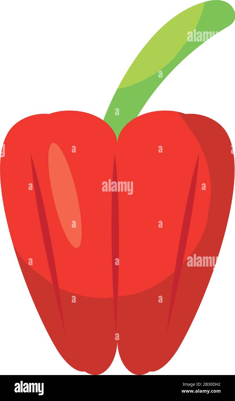 red pepper icon over white background, flat detail style, vector ...