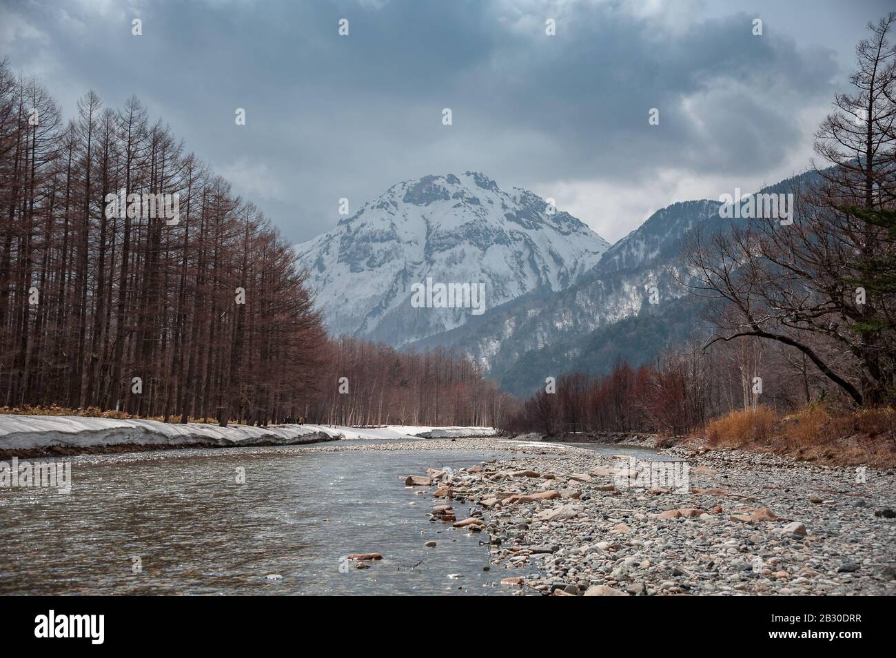 Azusa River and Hotaka Mountains, Kamikochi, Nagano, Japan Stock Photo ...