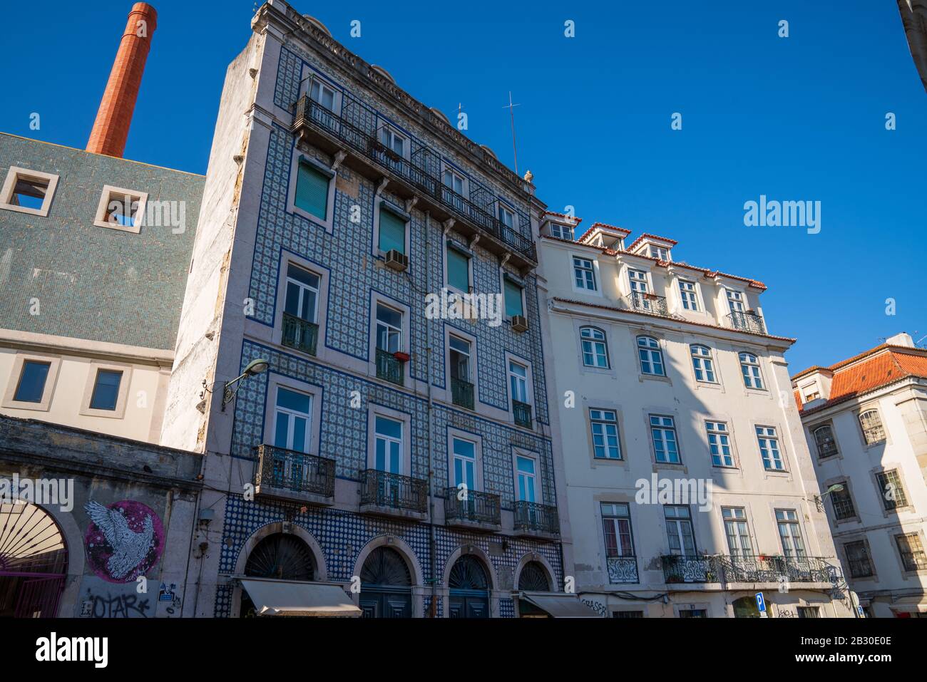European style residential apartment complex covered in tile Stock ...