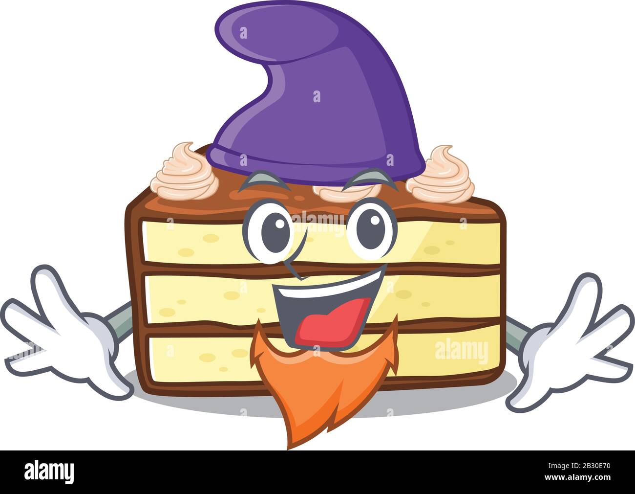 cartoon mascot of funny chocolate slice cake dressed as an Elf Stock ...