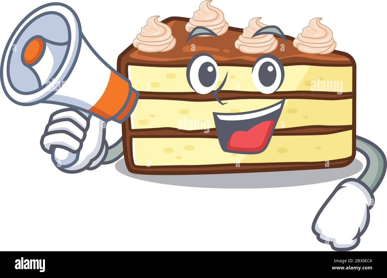 A mascot of chocolate slice cake speaking on a megaphone Stock Vector ...