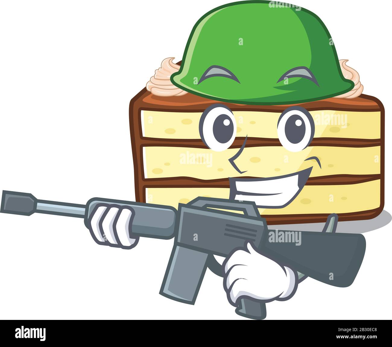 A cute picture of chocolate slice cake Army with machine gun Stock ...