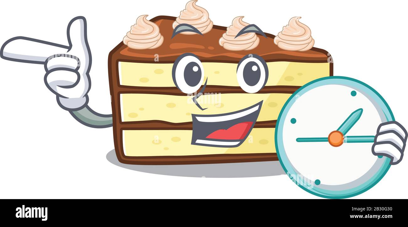 cartoon character concept chocolate slice cake having clock Stock ...