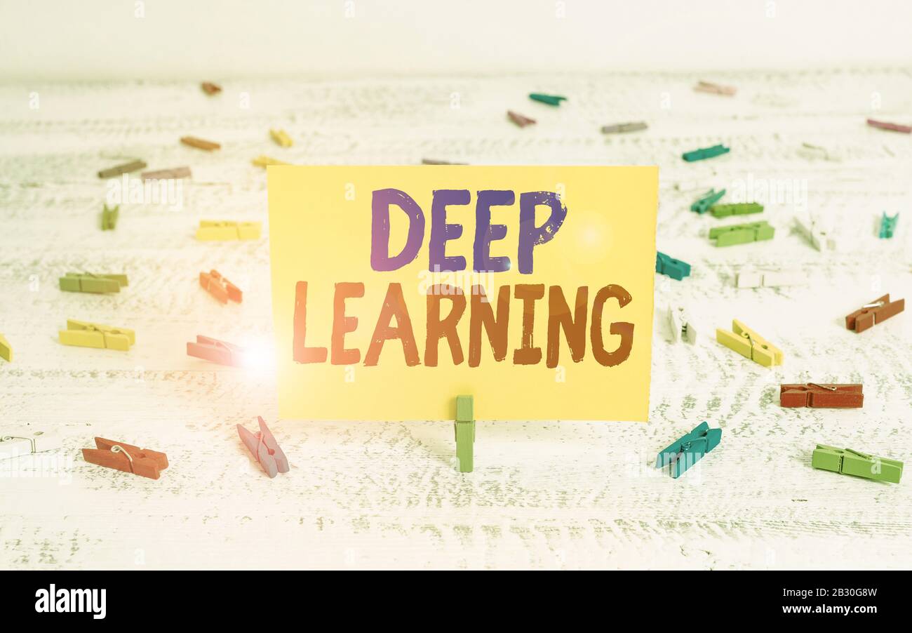 Conceptual hand writing showing Deep Learning. Concept meaning the collection of algorithms used ...