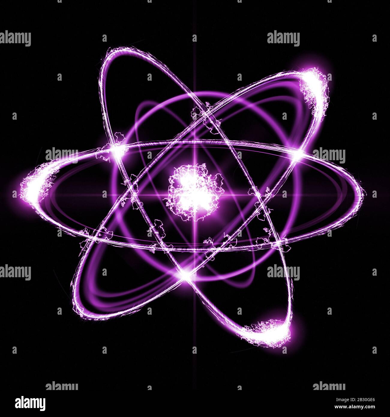 Close up of colorful atomic particle background science 3D illustration ...