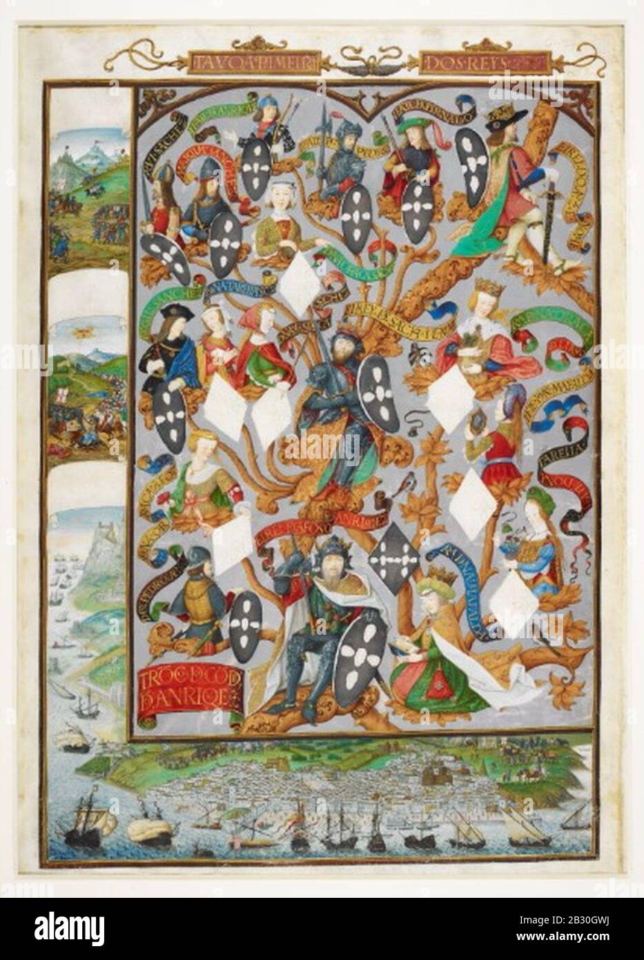 Genealogia dos Reis de Portugal (BL Add MS 1253) - f.7r Stock Photo - Alamy