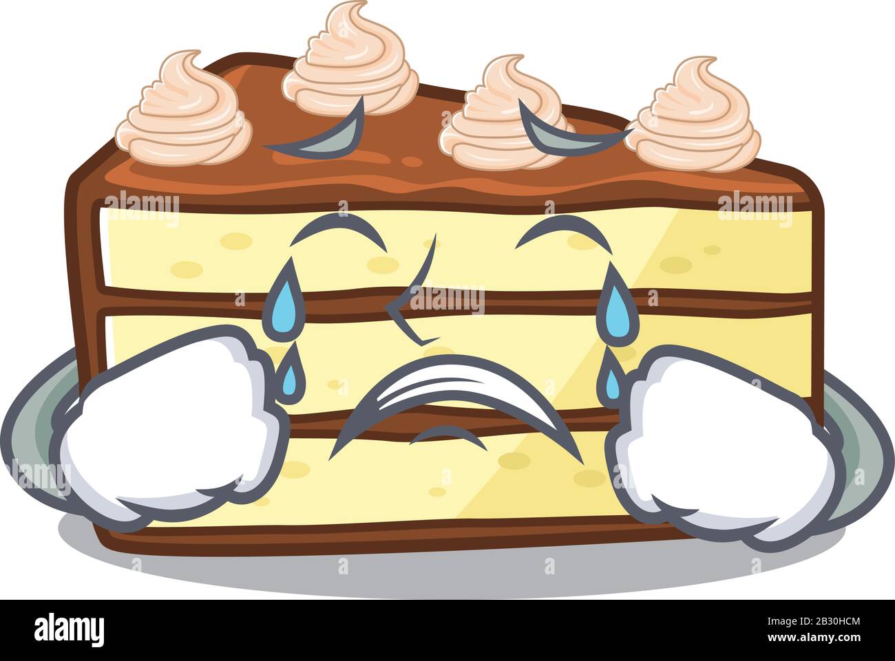 Chocolate slice cake cartoon character concept with a sad face Stock ...