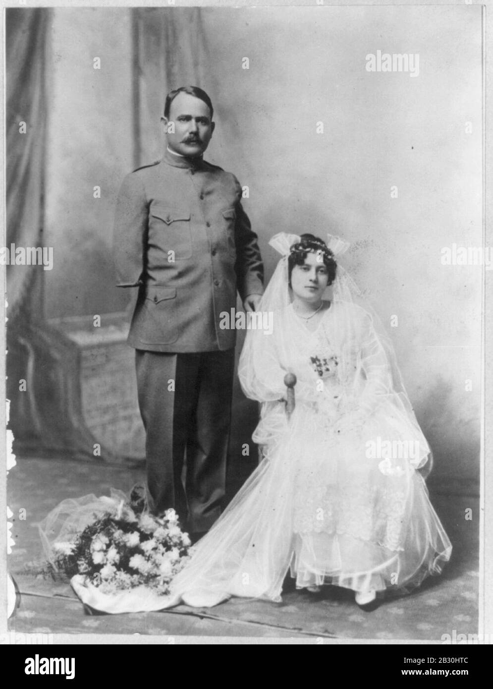 General Alvaro Obregon and bride, full portrait in wedding picture ...