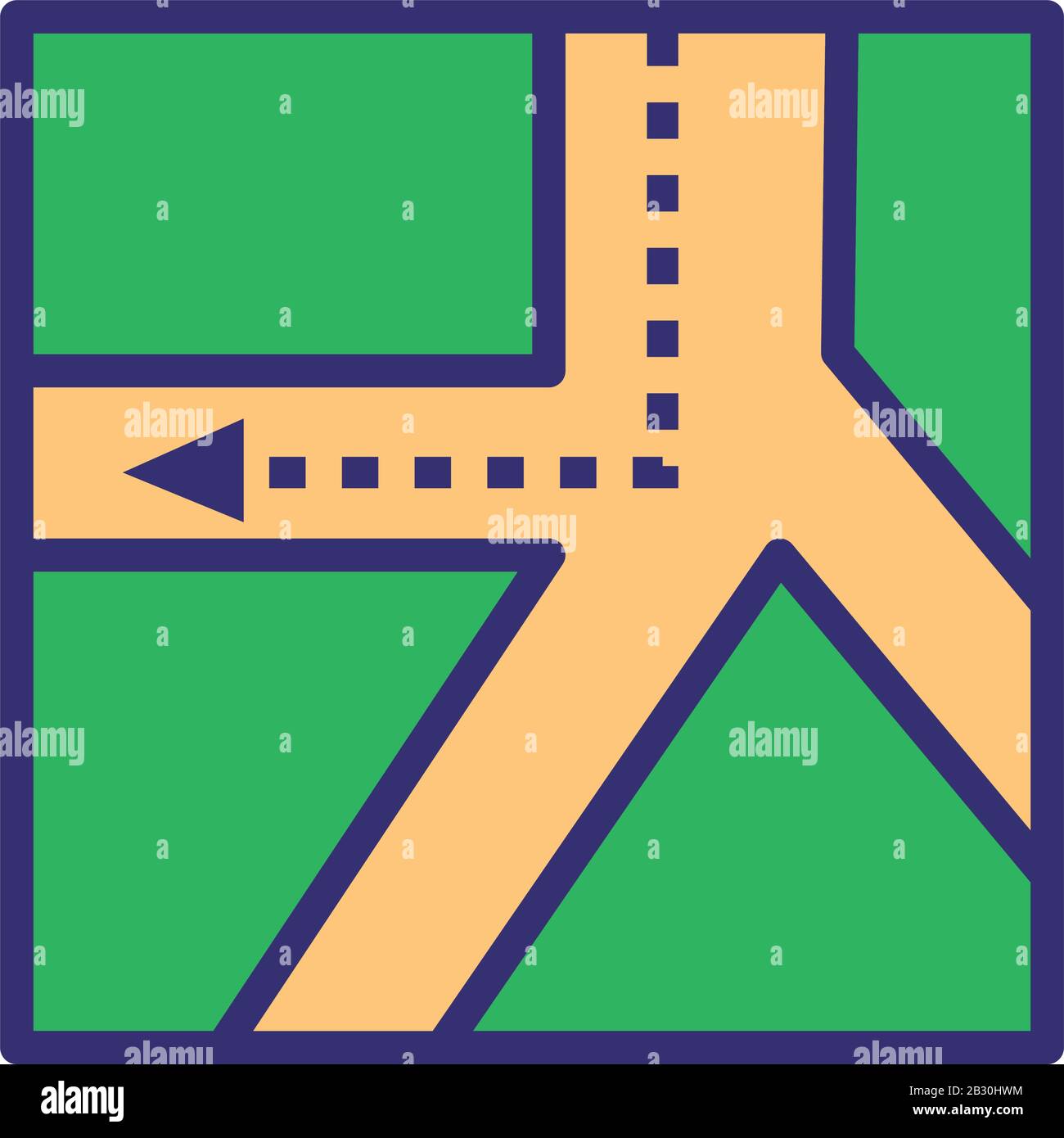 paper map guide with arrow line and fill style icon Stock Vector Image ...