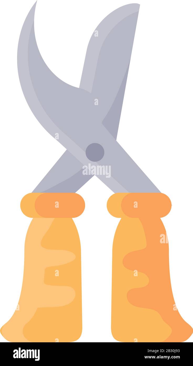 gardening scissors icon over white background, flat detail style ...