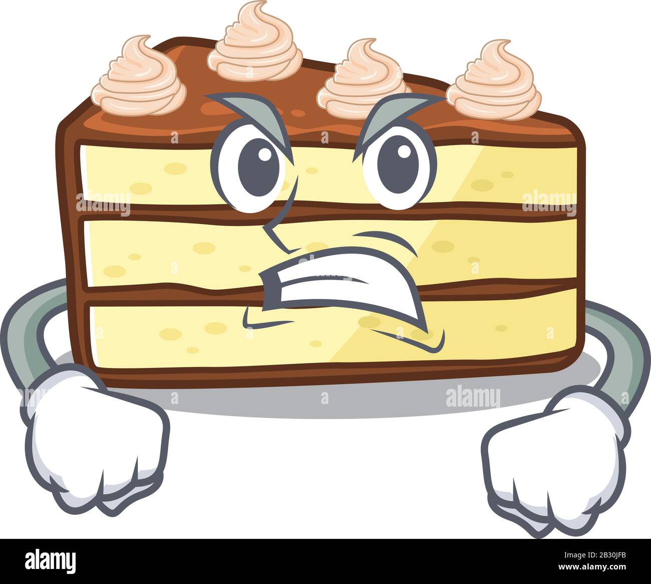 Chocolate slice cake cartoon character style having angry face Stock ...