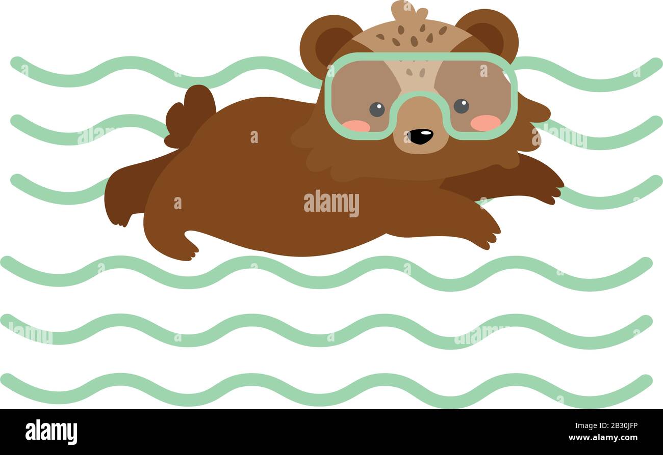 Brown bear swimming Stock Vector Images - Alamy