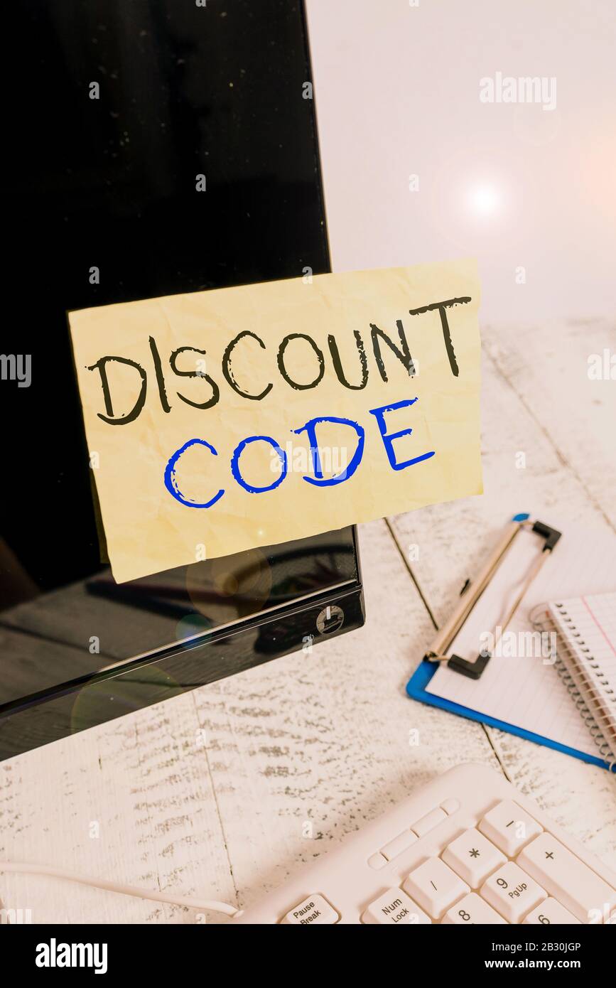Conceptual hand writing showing Discount Code. Concept meaning Series ...