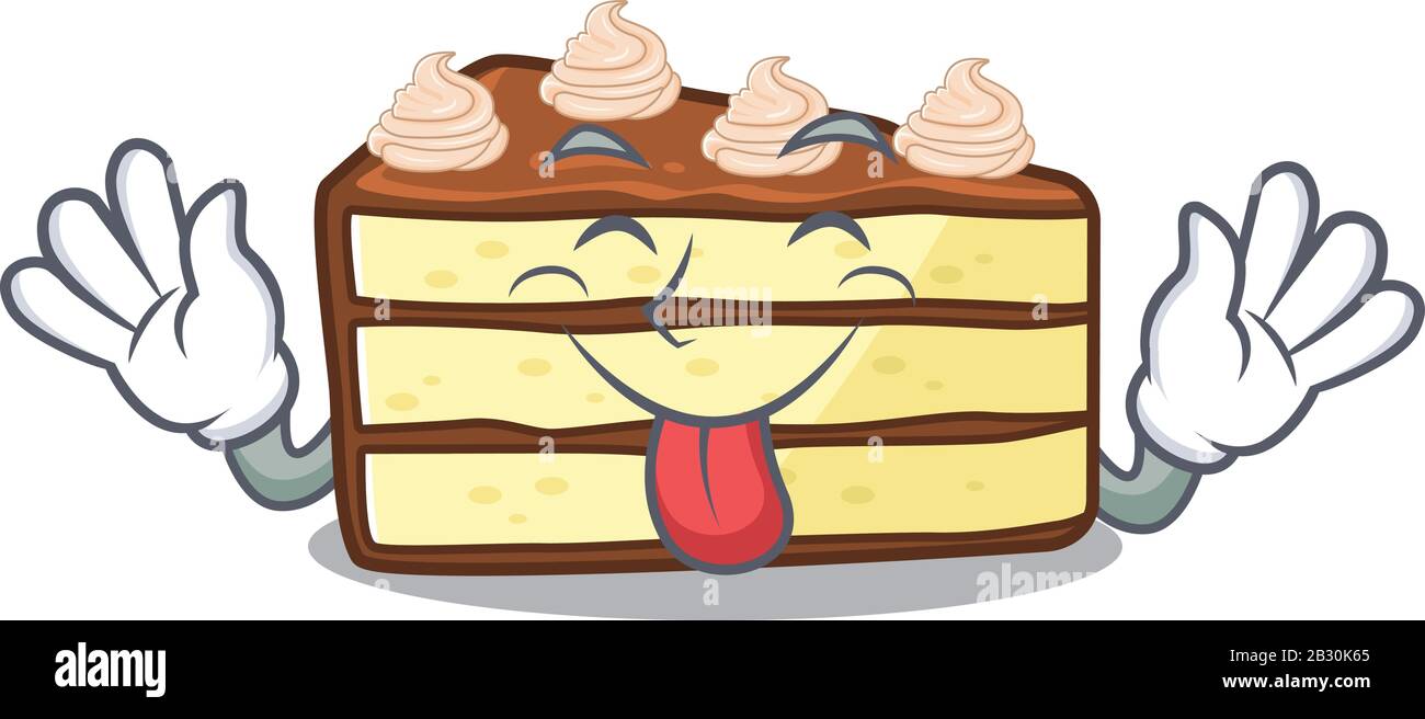 Funny chocolate slice cake mascot design with Tongue out Stock Vector ...