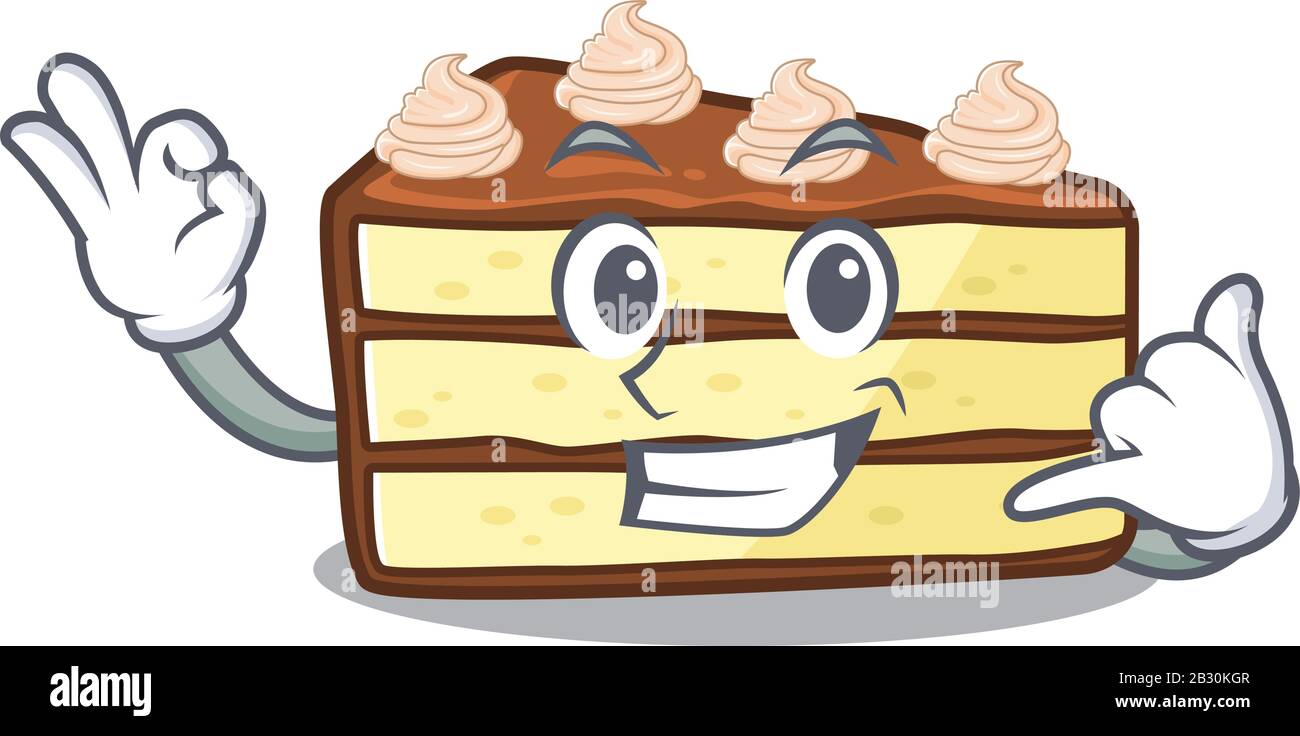 Call me funny chocolate slice cake cartoon character concept Stock ...