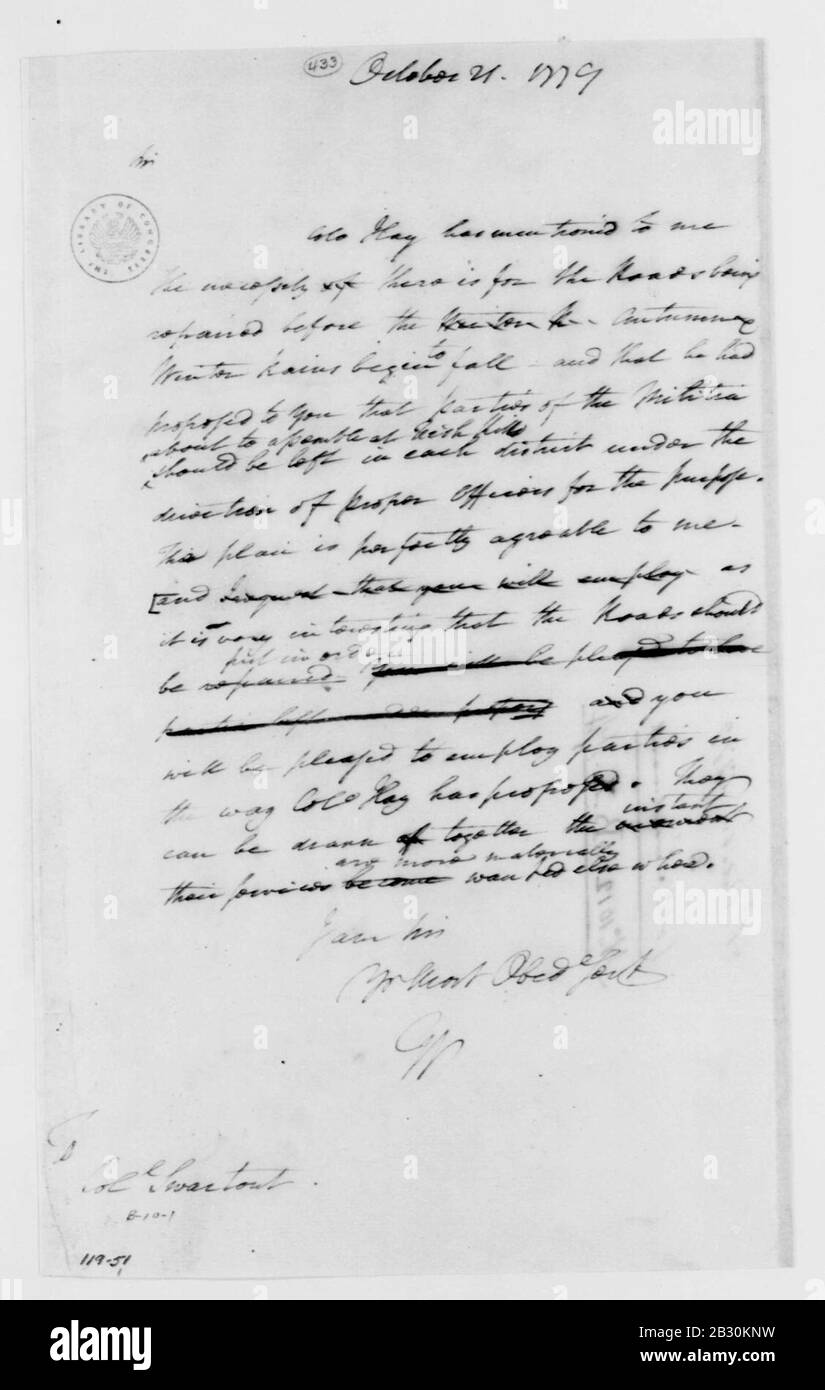 General George Washington to Colonel Swartwout Stock Photo - Alamy